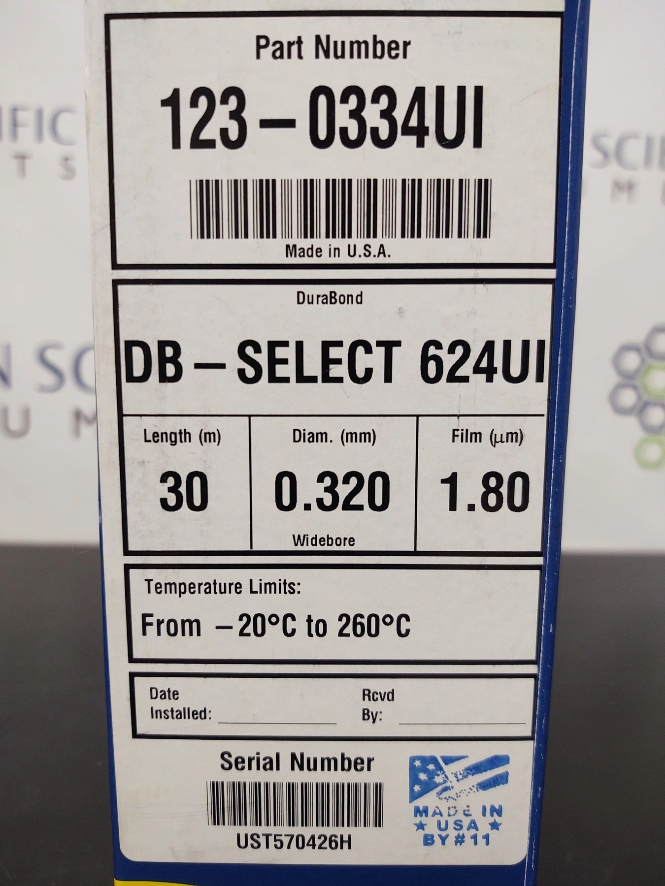 Agilent 123-0334UI J&W DB-Select 624 UI GC Column, 30 m, 0.25 mm, 1.40 μm, 7 inch cage | LabX.com