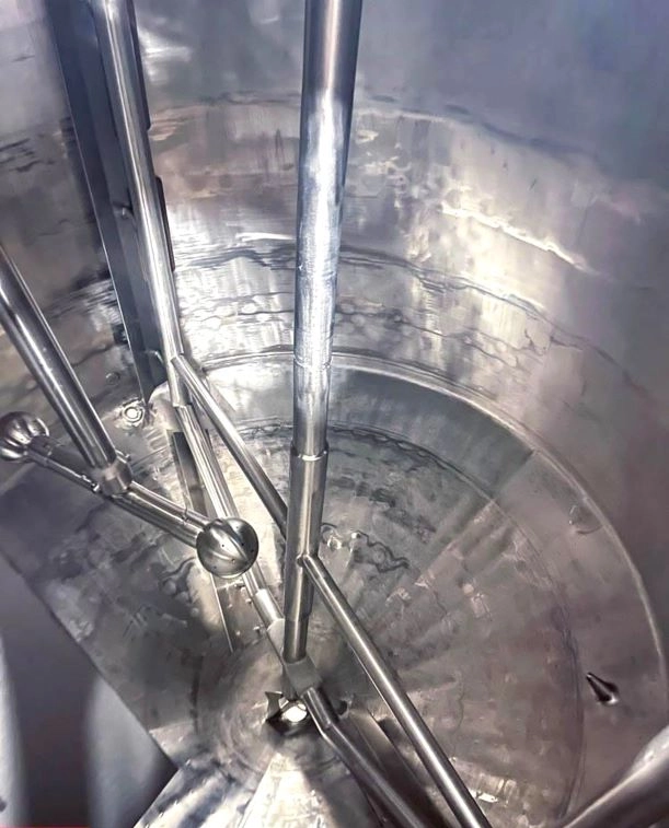 1000 gallon Cone Bottom Jacketed Sanitary Processor with sweep ...