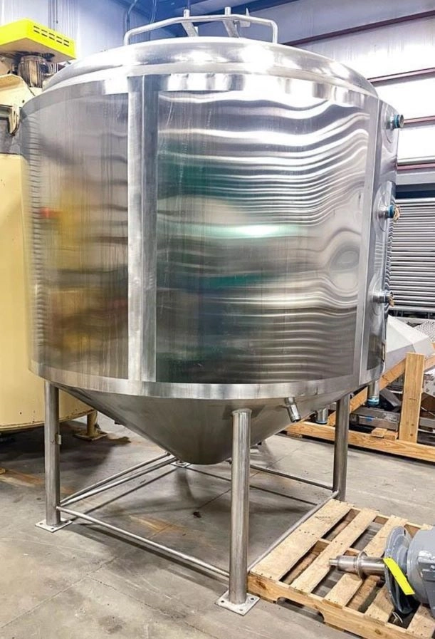 1000 gallon Cone Bottom Jacketed Sanitary Processor with sweep ...