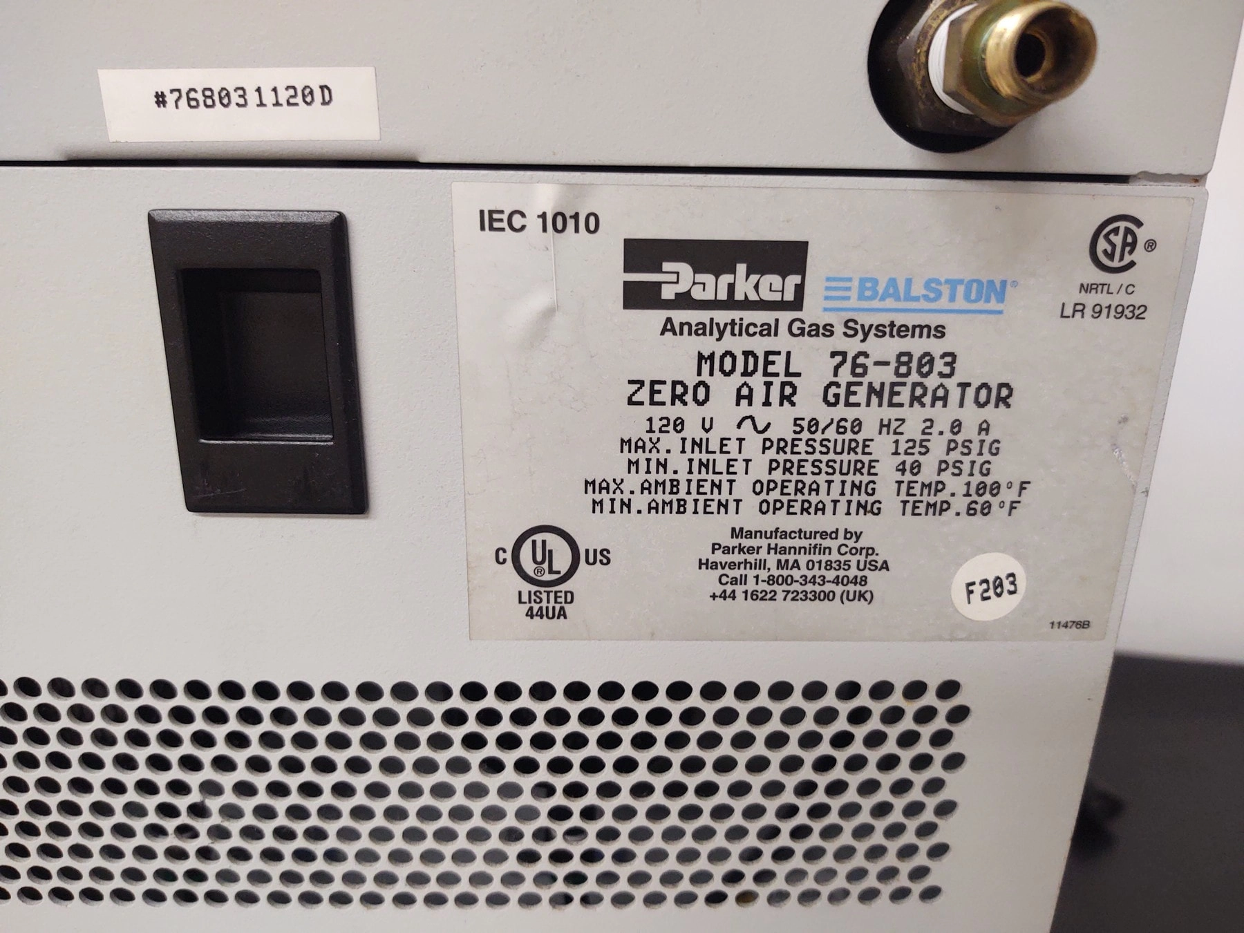 Parker Balston Zero Air Generator Model 76-803 | LabX.com