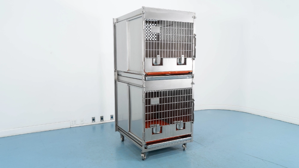 Suburban Surgical Stainless Steel Double Stacked Portable Dog Cage ...