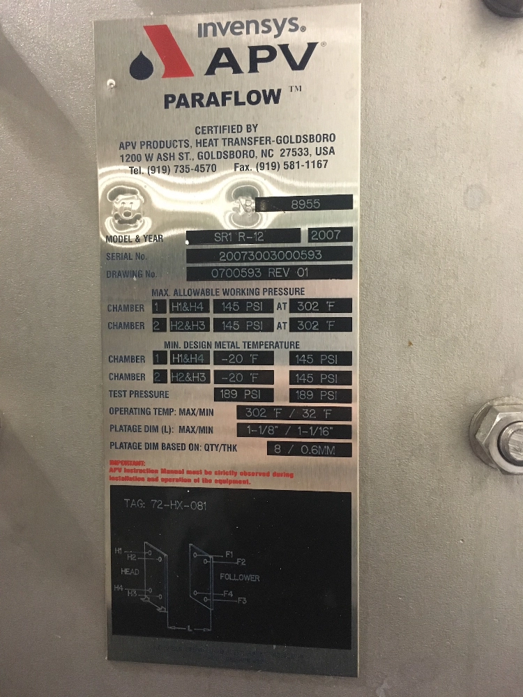 APV SR1 R-12 Paraflow Plate Heat Exchanger | LabX.com