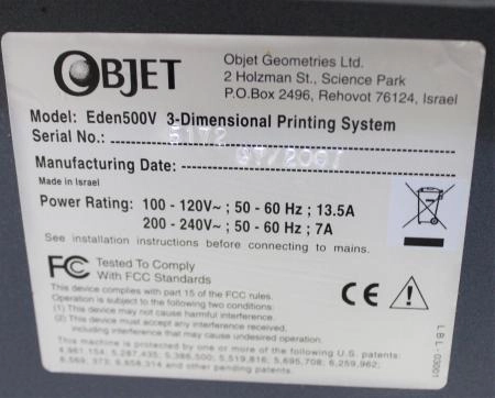 Objet Eden 500V Legacy 3D Printer | LabX.com