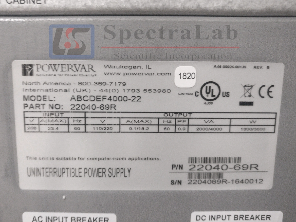 Ametek Powervar 4000VA Security Plus UPS ABCDEF4000-22 | LabX.com