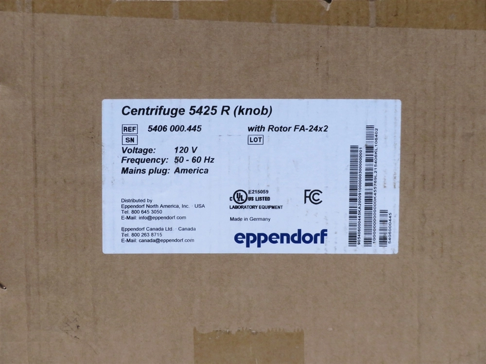 Eppendorf 5425R Refrigerated Centrifuge w/ FA-24x2 Fixed Angle Rotor ...