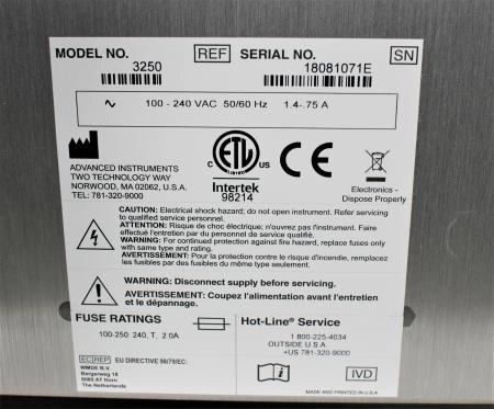 Advanced Instruments Model 3250 Single-Sample Osmometer NEW in BOX ...