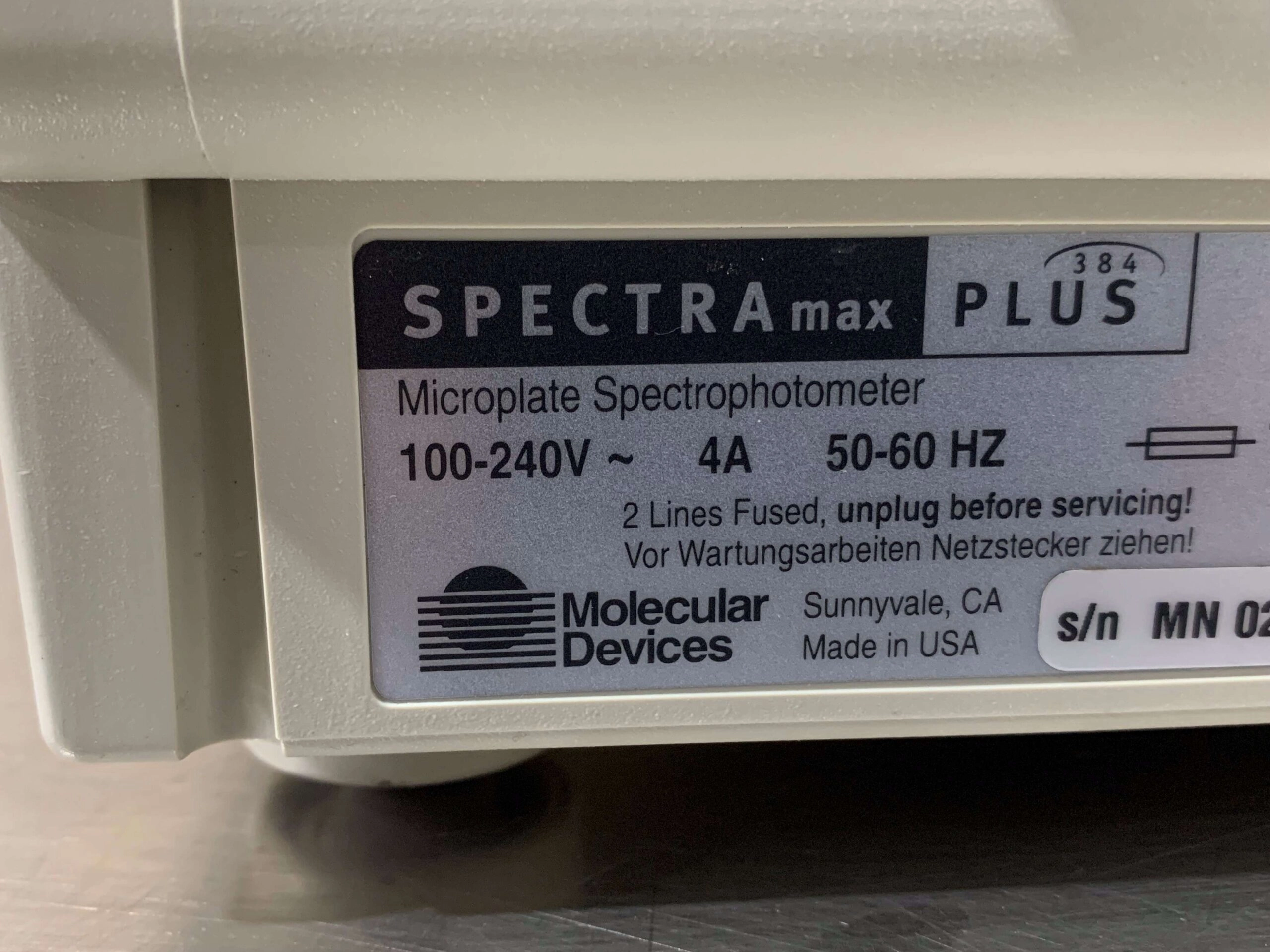 Molecular Devices Microplate Spectrophotometer SpectraMax Plus 384 ...