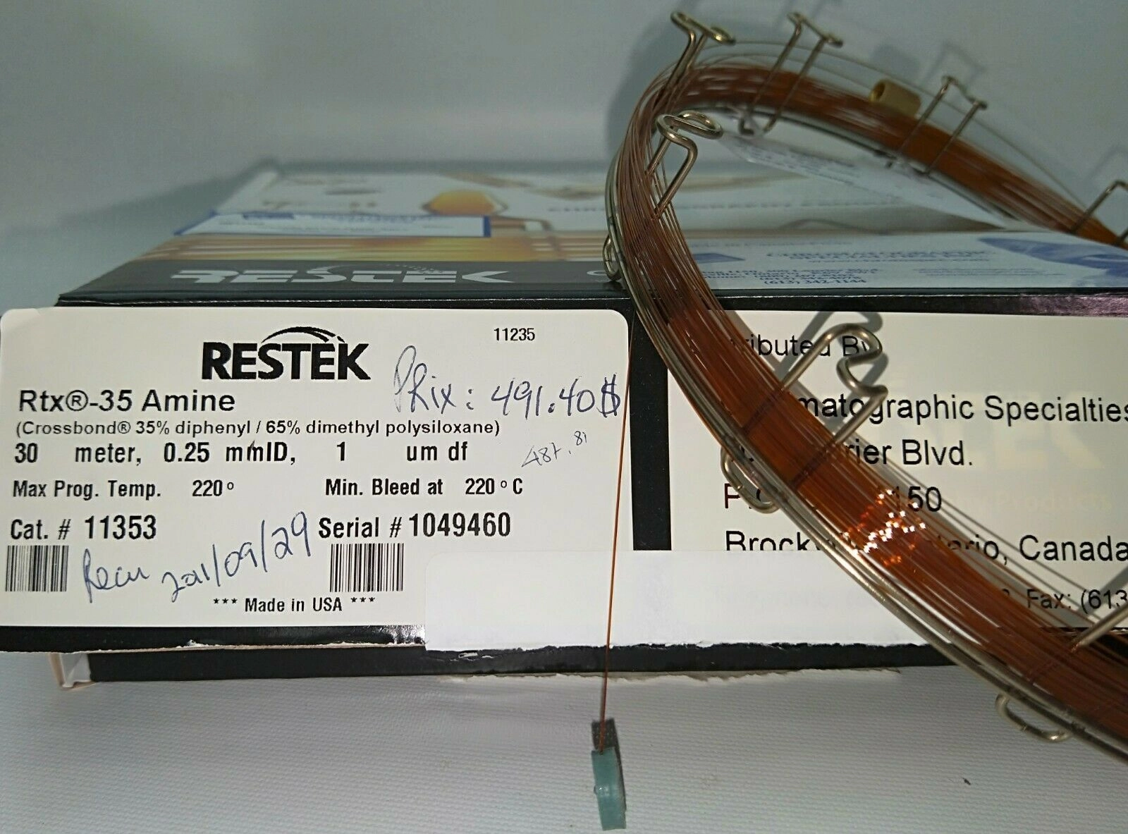 Restek Rtx-35 Amine (11353) Capillary Column - 30M x 0.25mm x 1µm | LabX.com