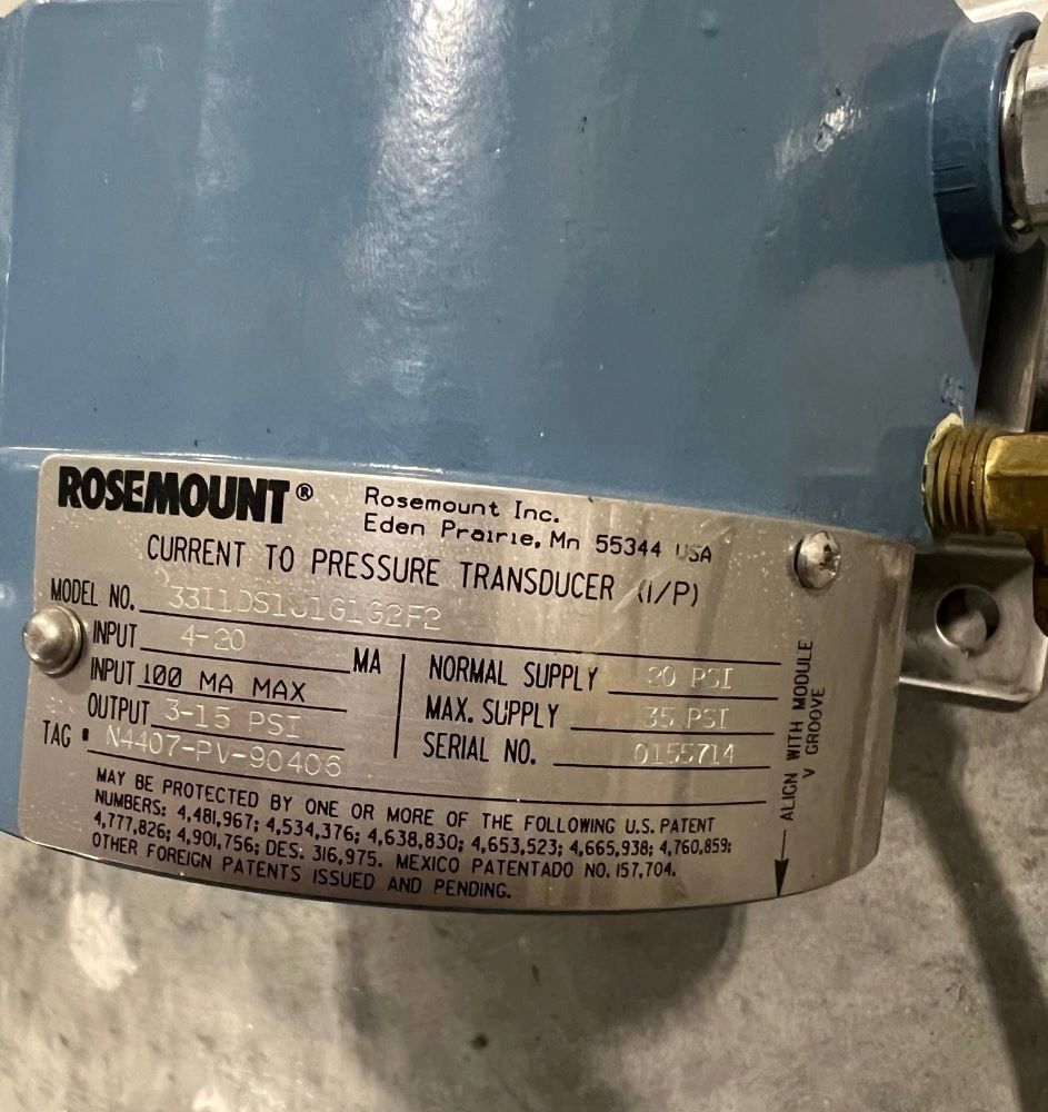 Rosemount Current To Pressure Transducer Model 3311DS1J1G1G2F2 | LabX.com