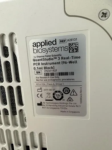 2019 Thermo ABI QuantStudio 3 Real-time PCR System 96-well 0.1ml block ...