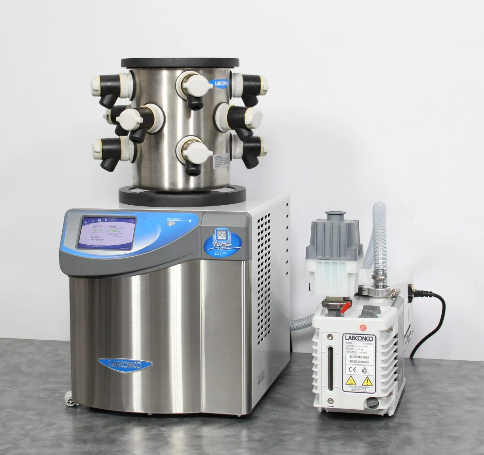 Labconco FreeZone 2.5 -50°C Benchtop Freeze Dryer w/ 12-Port Manifold ...