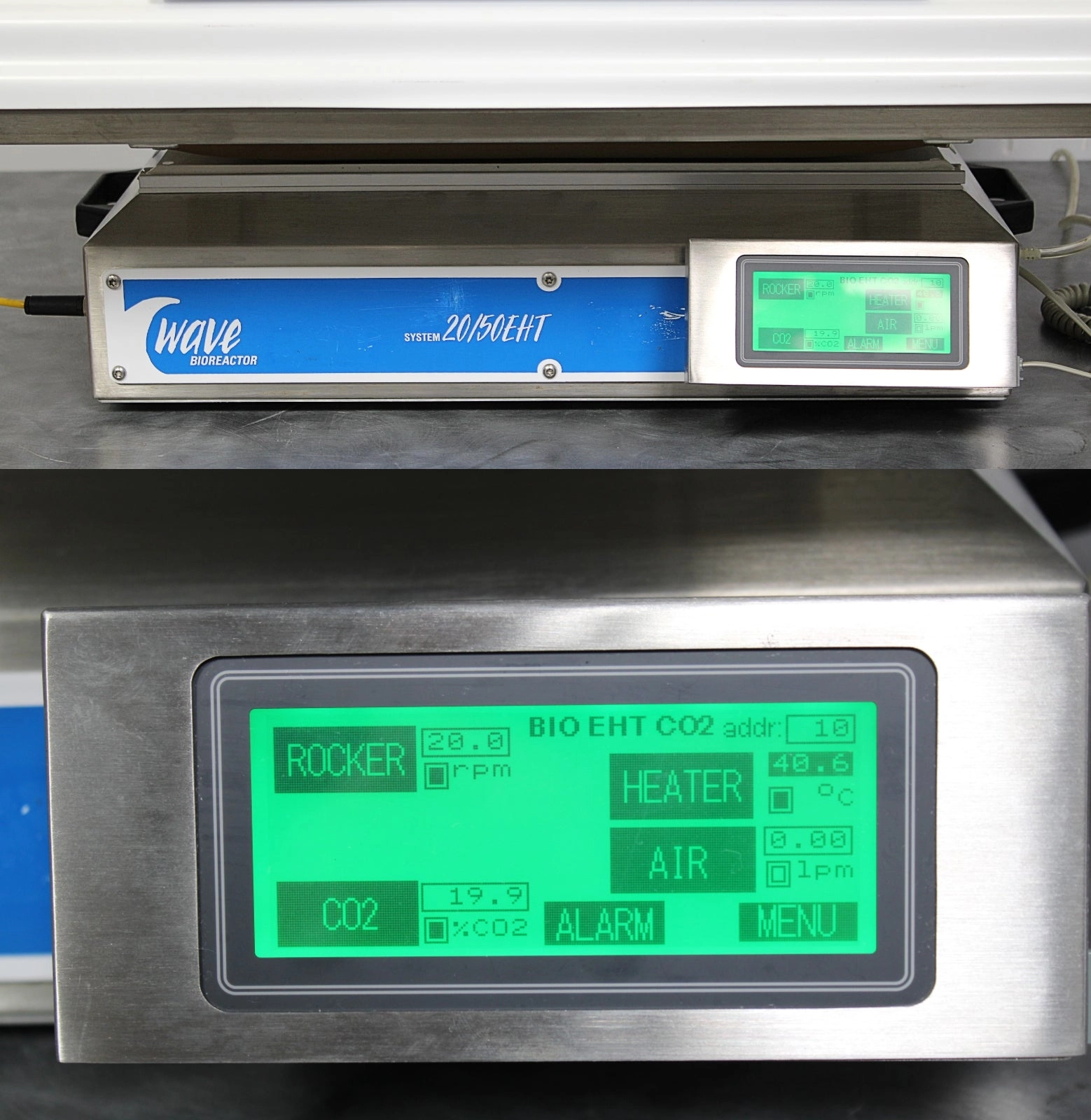 GE Wave Bioreactor 20/50EHT Rocker CO2 In & 50L Heated Holder w/ Lid ...