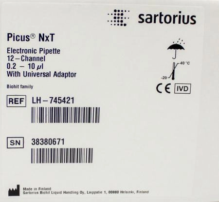 Sartorius Picus NxT Adjustable Volume 12-Channel Motorized pipette 0.2 ...