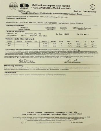 Fisher Scientific Traceable Manometer Pressure/Vacuum Gauges | LabX.com