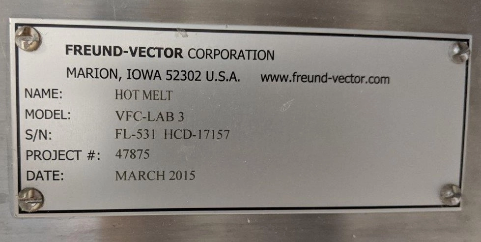 Freund Vector Hot Melt attachment for VFC-LAB 3 FLO-COATER | LabX.com