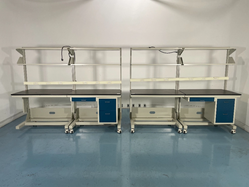 8' Portable Lab Bench w/ Upper Mounted Shelving-Quantity 2 | LabX.com