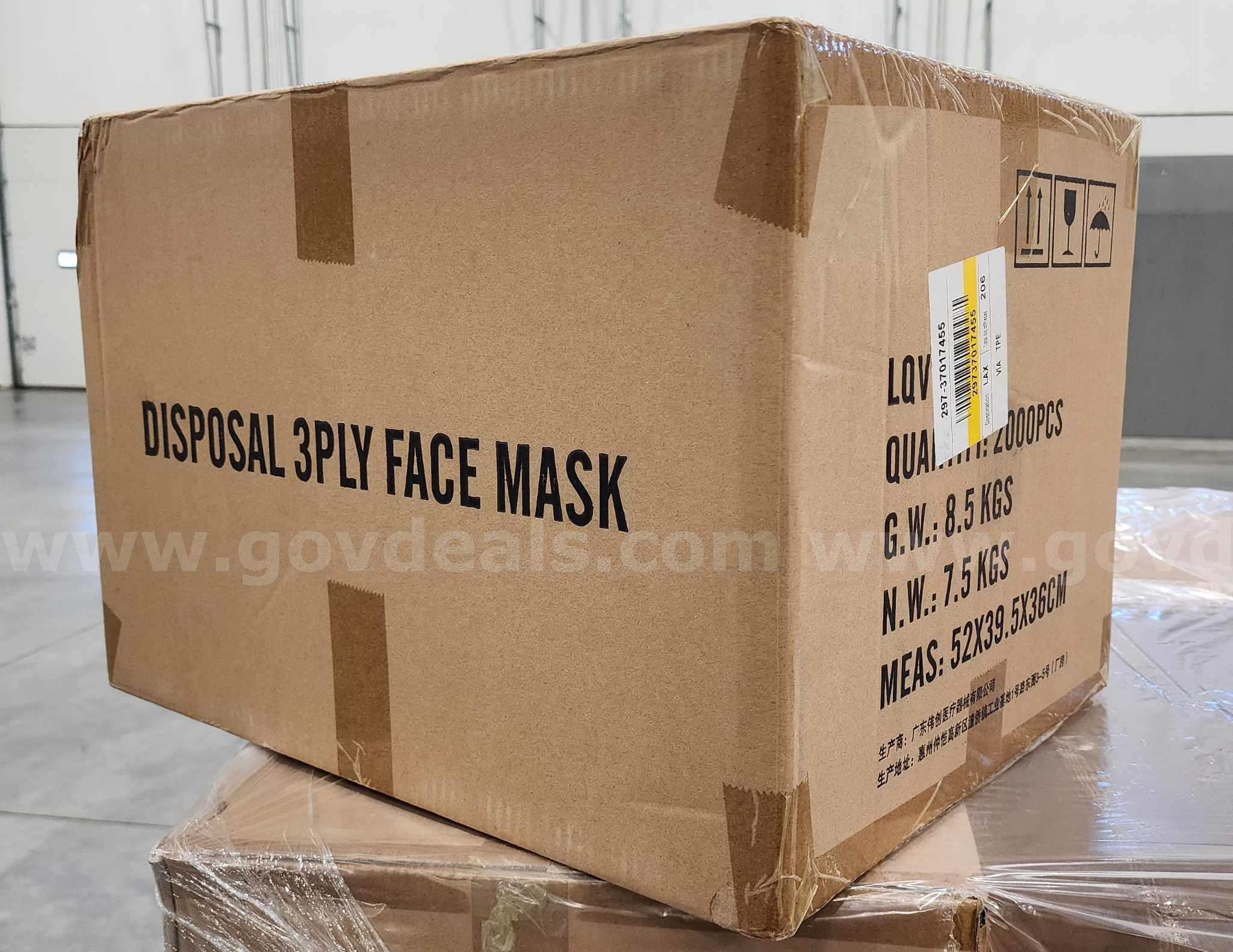 (23-Pallets) New/Unused Propac Non-Woven 3 Ply Facemasks with Earloops ...