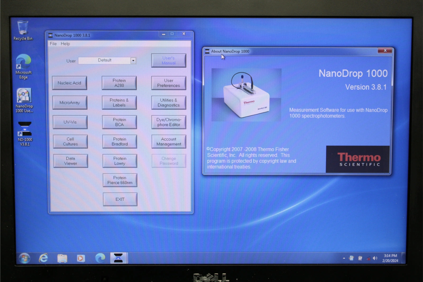 NanoDrop 1000 ND-1000 UV/Vis Spectrophotometer with Dell Laptop ...