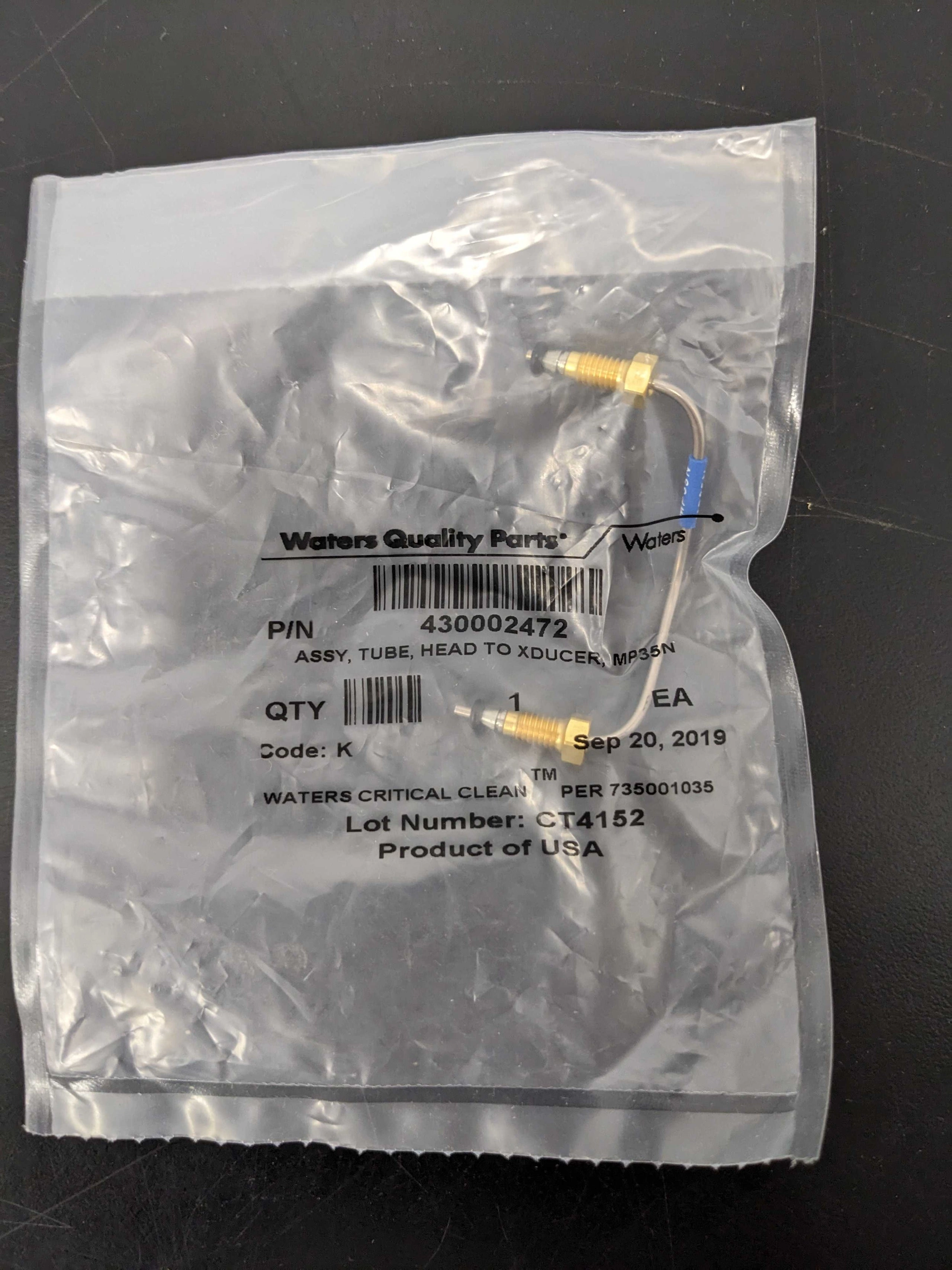 Waters Acquity Tubing Assembly, Head to Transducer, MP35N (PN 430002472 ...