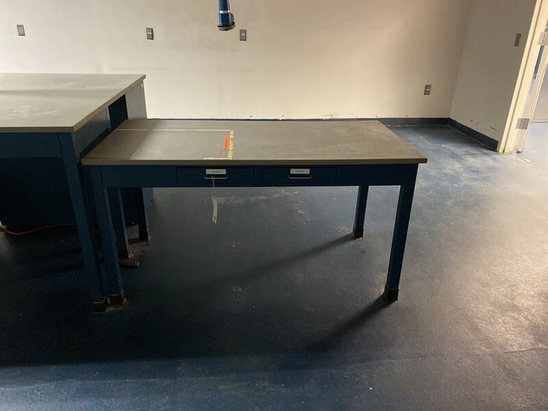 60x30x30 Blue Lab Desk w Corian Top Casework | LabX.com