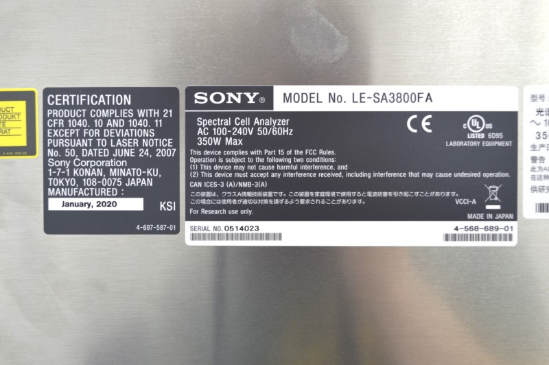 Sony LE-SA3800FA Spectral Cell Analyzer (4)Lasers/(34)Colors/(36 ...