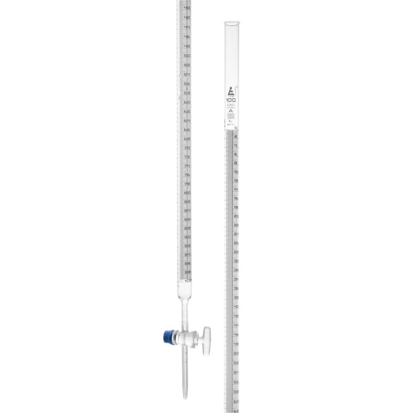 Eisco Schellbach Burette, 100mL - Class A - Glass Stopcock - White ...