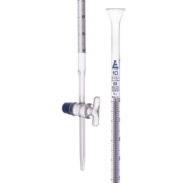 Eisco Schellbach Burette, 10mL - Class B - Glass Stopcock - Blue ...