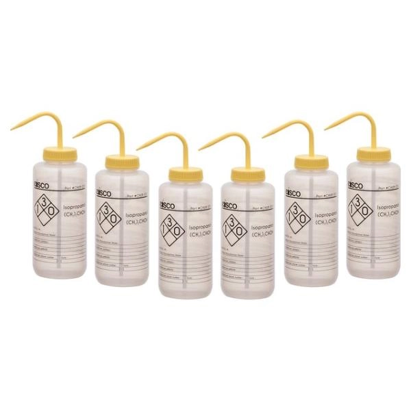 Eisco 6PK Performance Plastic Wash Bottle, Isopropanol, 1000 ml ...