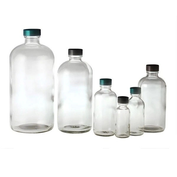 Qorpak 4oz (120ml) Clear Boston Round with 22-400 White PP Pulp/Vinyl ...