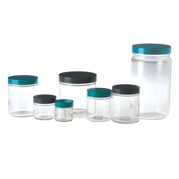 Qorpak 8oz (240ml) Clear Tall Straight Sided Jar with 58-400 Black Pulp ...