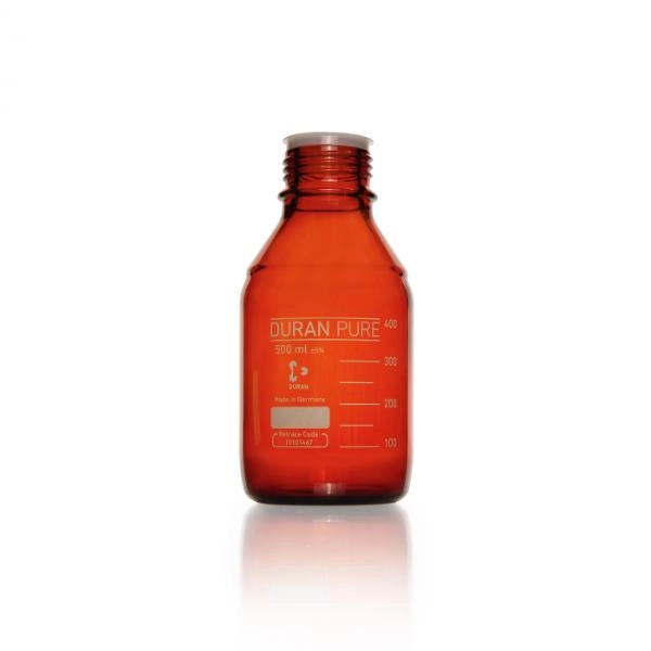DWK Life Sciences 500 mL Duran PURE Bottle, amber, GL 45, Cs/10 ...
